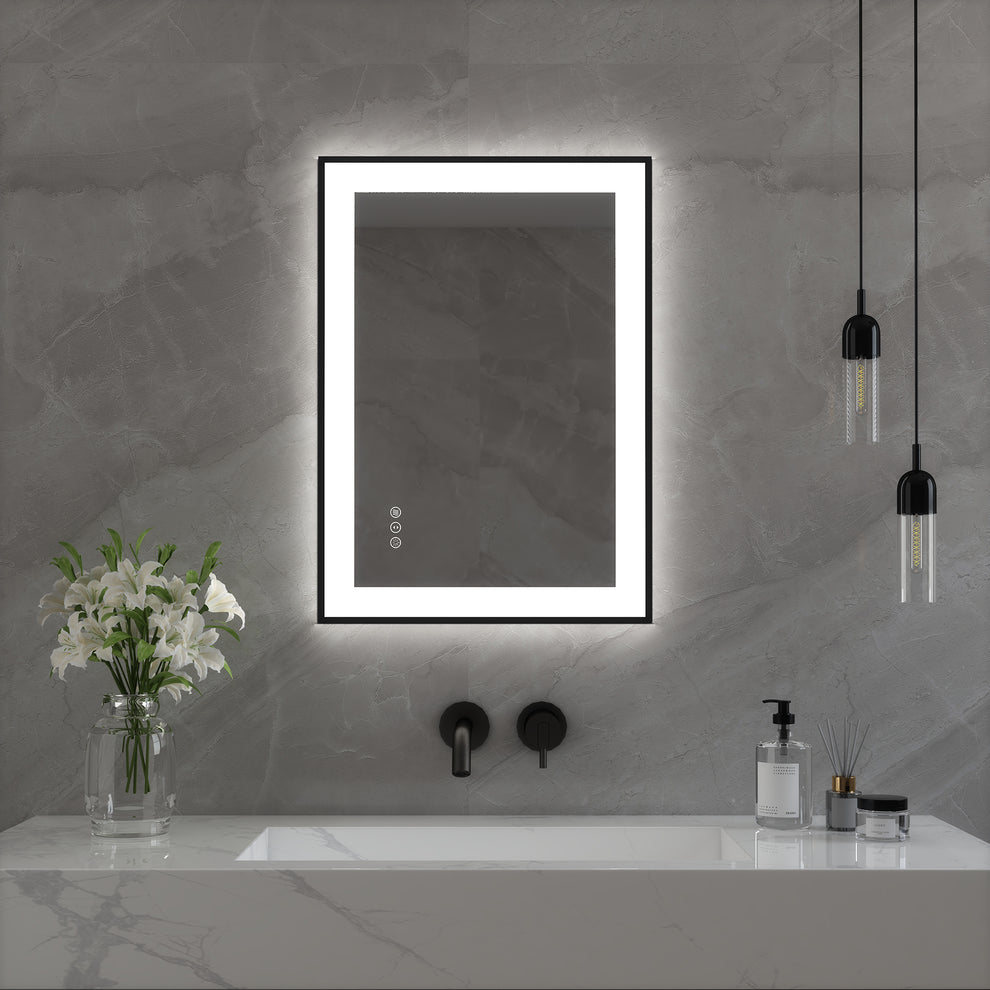 Tempered Glass LED Mirror with Aluminum Frame for Bathroom Vanity – Casainc